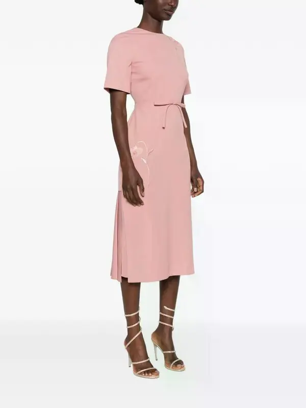 Erdem Embroidered Pleated Midi Dress