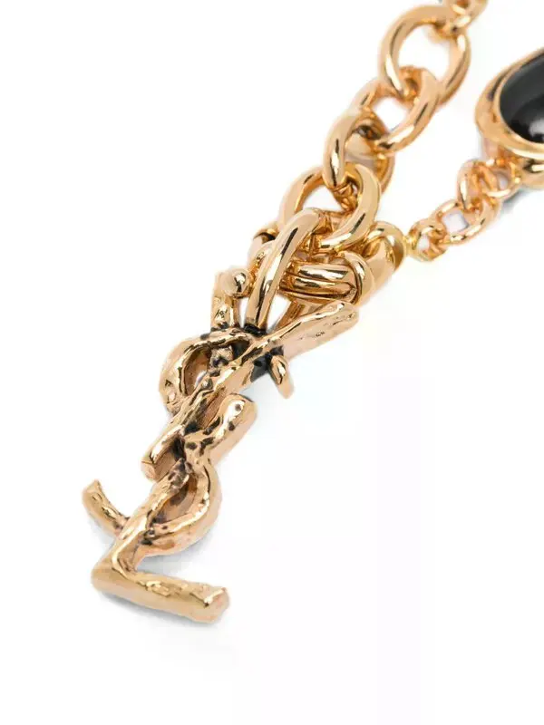 Saint Laurent Enamel And Resin Cabochon Link Bracelet - Gold