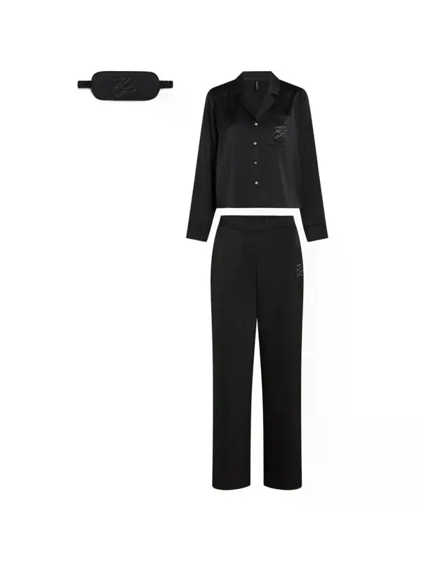 Karl Lagerfeld Autograph Rhinestone Pajama Set - Black