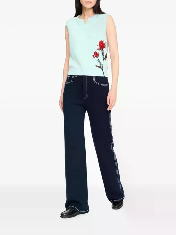 BARRIE Sleeveless V-neck Top - Blue