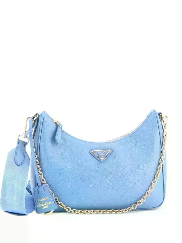 Prada Re-edition 2005 Shoulder Bag In Saffiano Leather - Blue