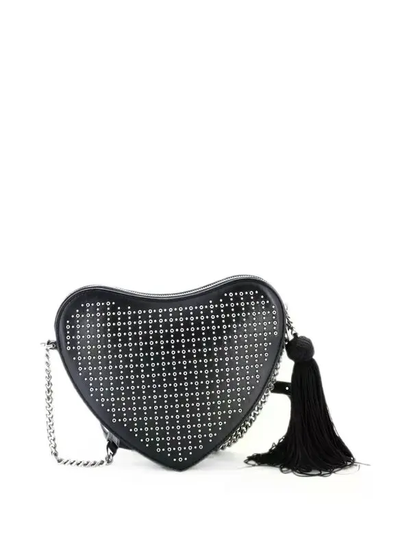 Saint Laurent Love Heart Tassel Chain Bag Studded Leather Small Shoulder Bag - Black