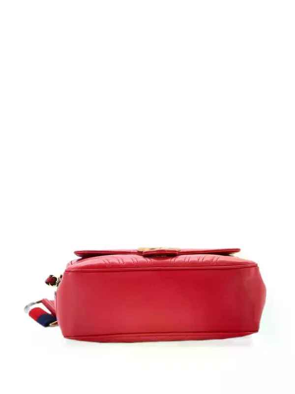 Gucci Gg Marmont Zip Around Camera Bag Matelasse Leather Small Shoulder Bag - Red