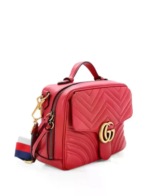 Gucci Gg Marmont Zip Around Camera Bag Matelasse Leather Small Shoulder Bag - Red