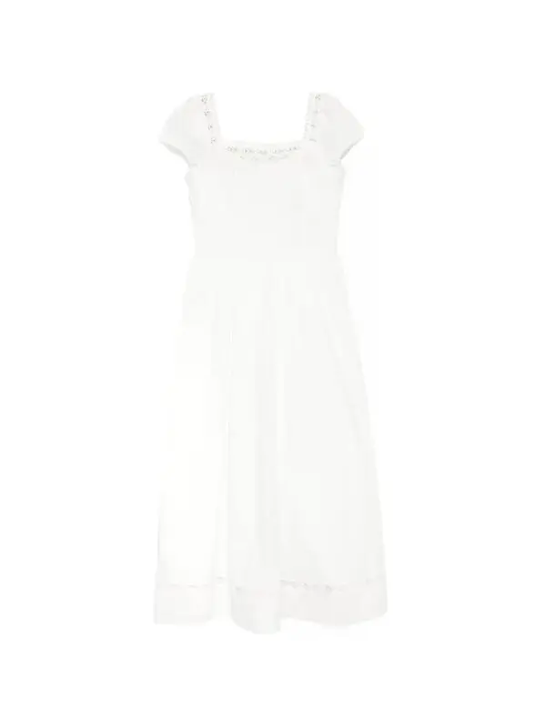 Posse Veda Crochet-trim Midi Dress - White