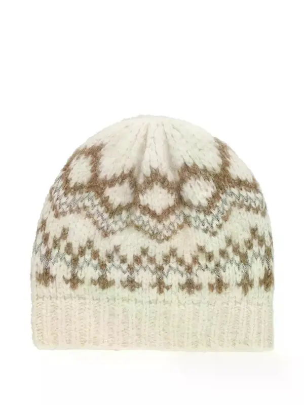 Peserico Embellished Beanie Hat - White