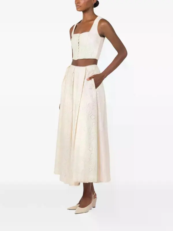 Agua Bendita Cornalina Playa" Eyelet-embroidered Cropped Top