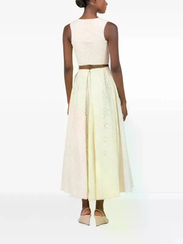 Agua Bendita Cornalina Playa" Eyelet-embroidered Cropped Top