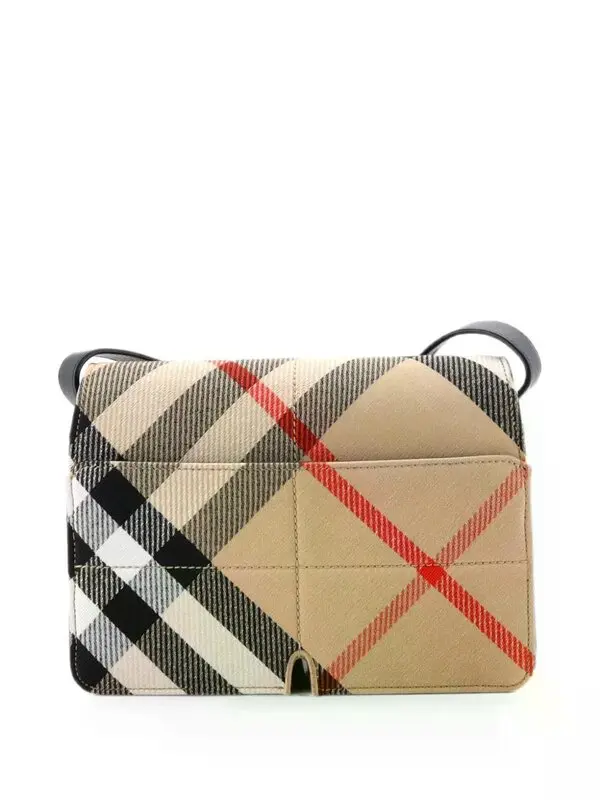 Burberry Check Jacquard Leather Shoulder Bag - Brown