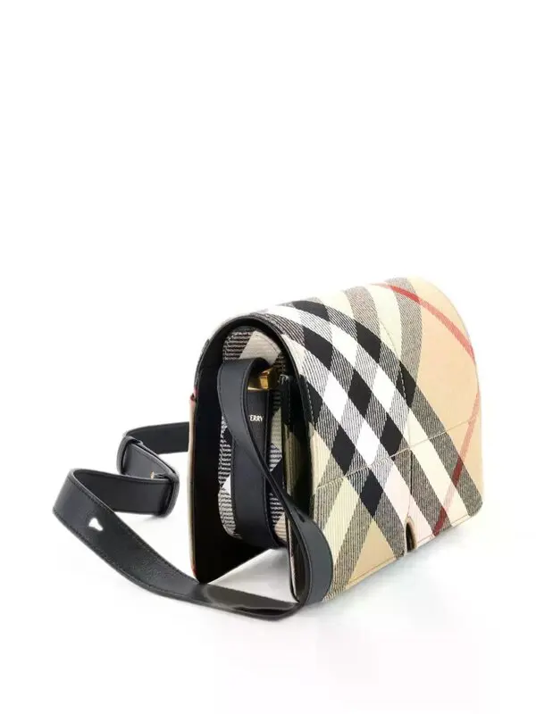 Burberry Check Jacquard Leather Shoulder Bag - Brown