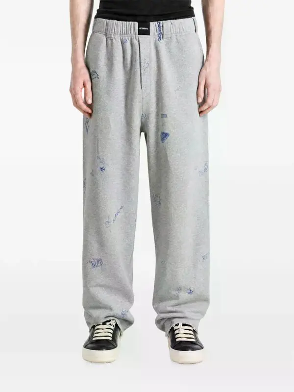 Vetements Scribble-print Raw-edge Track Pants