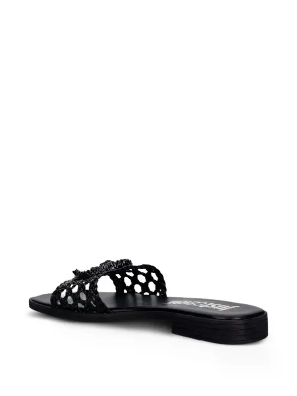 Just Cavalli Logo Plaque Woven Flat Sandals