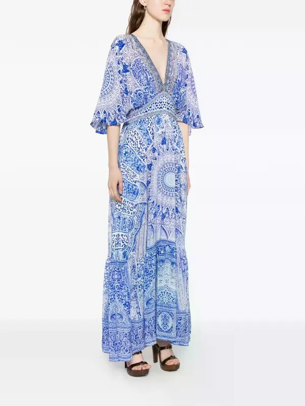 Camilla Graphic-print Ruffled-hem Dress