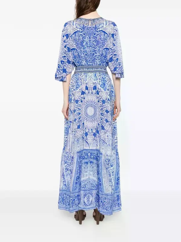 Camilla Graphic-print Ruffled-hem Dress