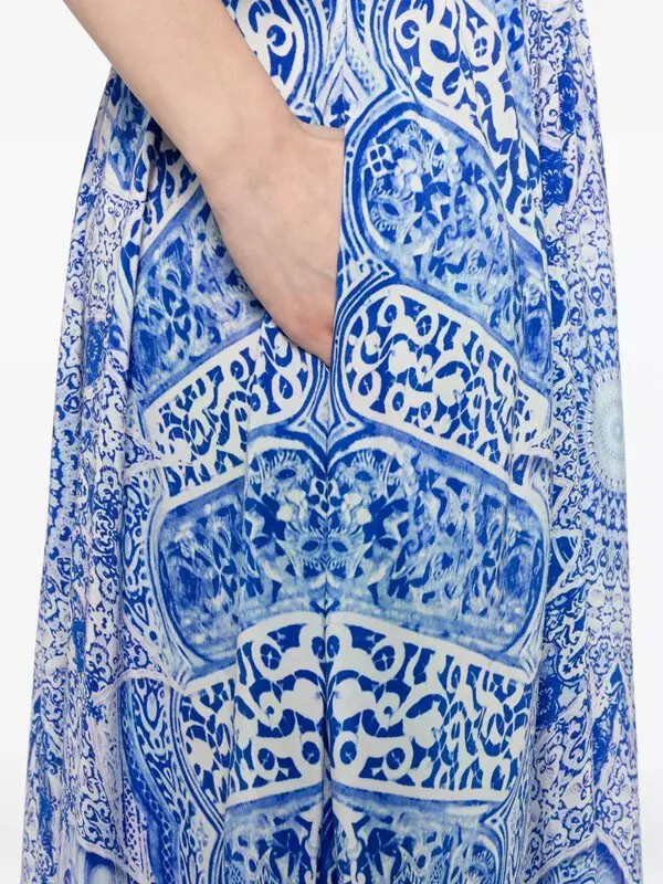 Camilla Graphic-print Ruffled-hem Dress