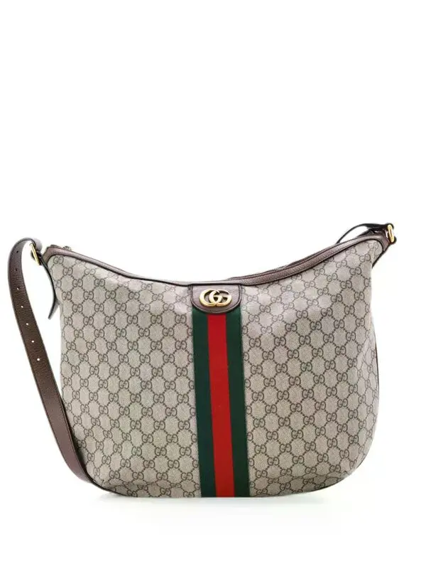 Gucci Ophidia Half Moon Gg Coated Canvas Large Hobo Bag