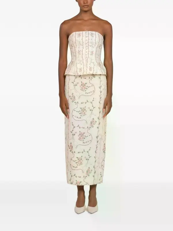Agua Bendita Embroidered Strapless Top