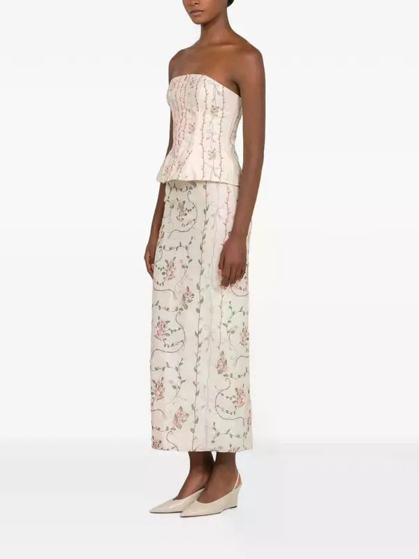 Agua Bendita Embroidered Strapless Top