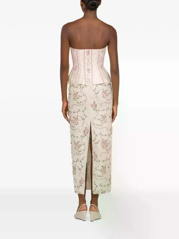 Agua Bendita Embroidered Strapless Top