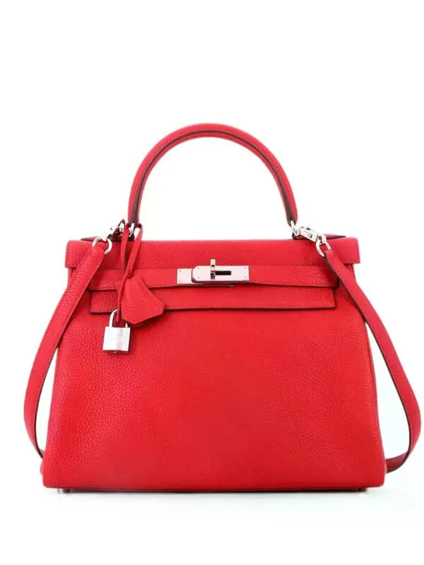 Hermès Kelly Handbag Togo With Palladium Hardware 28 Satchel - Red