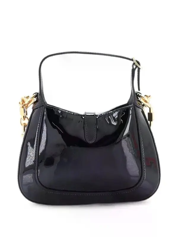 Gucci Jackie 1961 Chain Hobo Patent Mini Shoulder Bag - Black