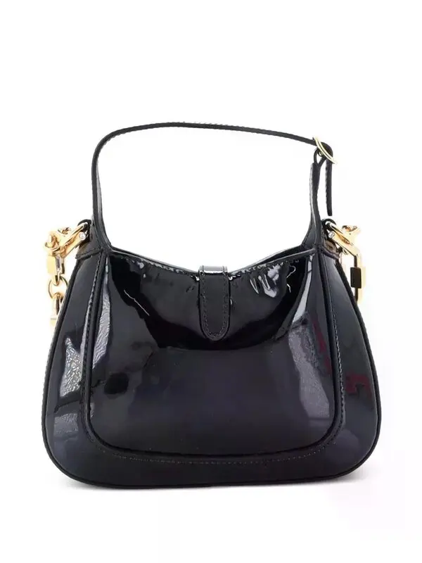 Gucci Jackie 1961 Chain Hobo Patent Mini Shoulder Bag - Black