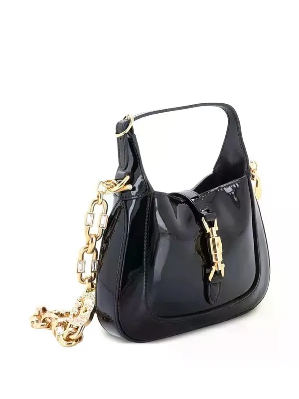 Gucci Jackie 1961 Chain Hobo Patent Mini Shoulder Bag - Black