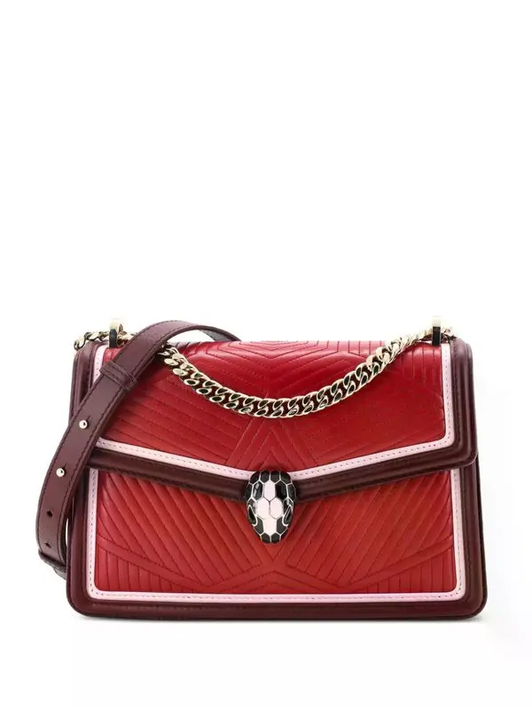 BVLGARI Serpenti Forever Shoulder Bag Quilted Leather Small Crossbody Bag - Pink