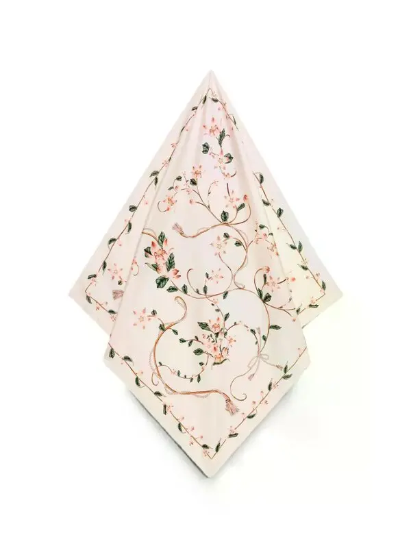 Agua Bendita Ceiba Navegante Floral-print Silk Scarf - Neutrals