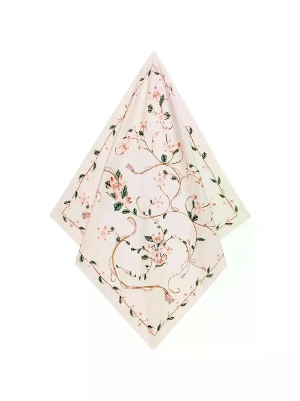 Agua Bendita Ceiba Navegante Floral-print Silk Scarf - Neutrals