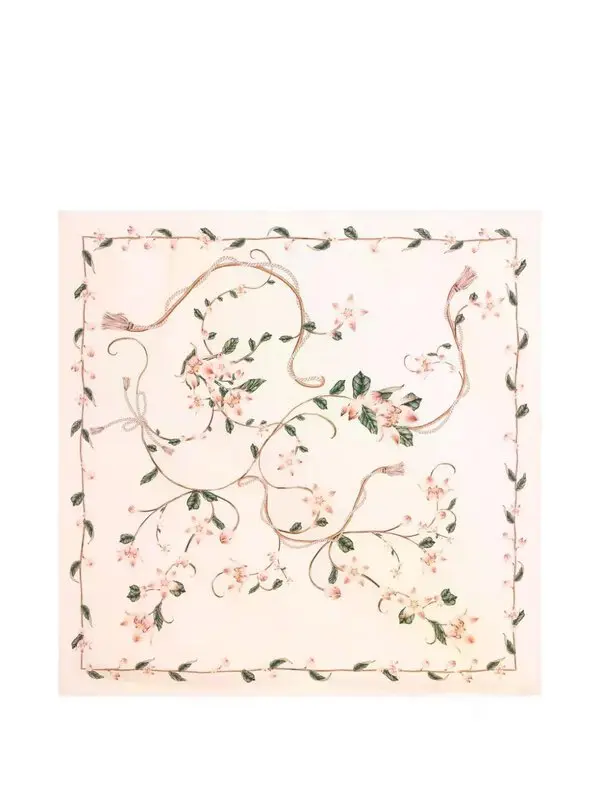 Agua Bendita Ceiba Navegante Floral-print Silk Scarf - Neutrals