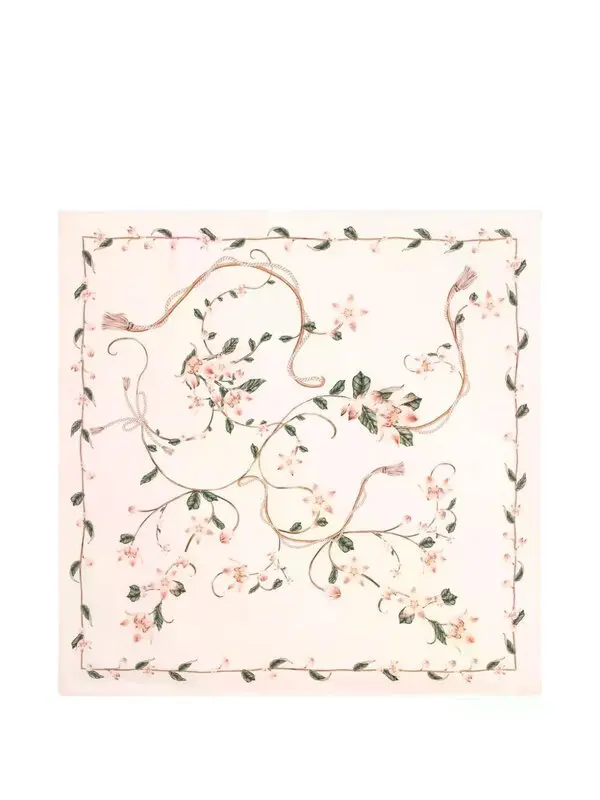 Agua Bendita Ceiba Navegante Floral-print Silk Scarf - Neutrals