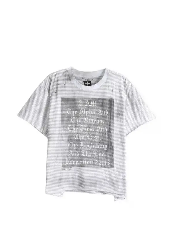 SAITOS Distressed Striped T-shirt