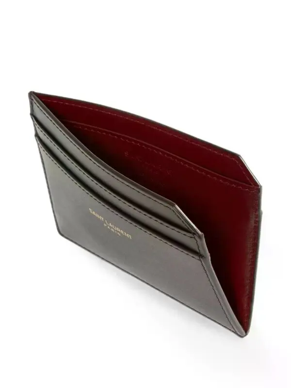 Saint Laurent Open Card Case In Two-tone Smooth Leather