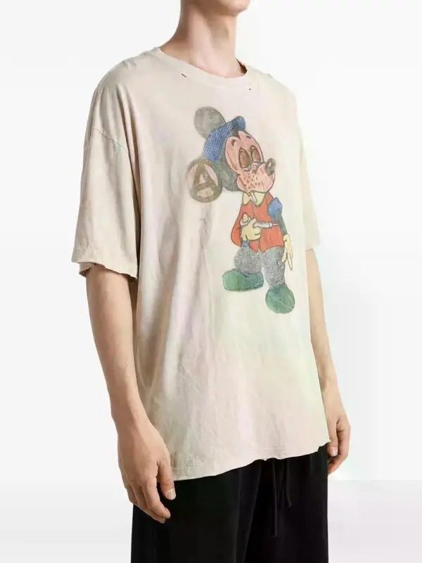SAITOS 1940s Mickey Graphic-print Distressed T-shirt