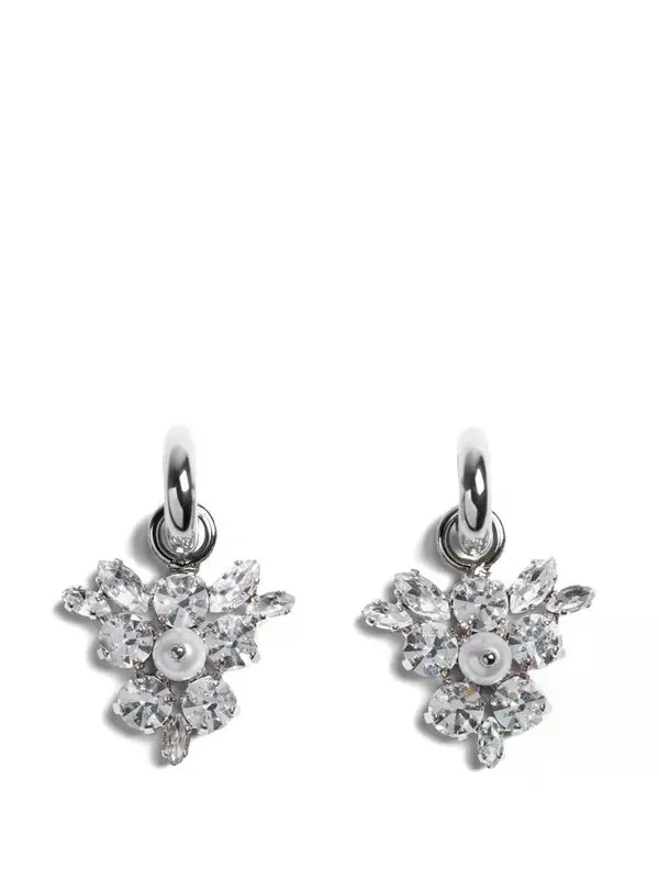 Simone Rocha Frond Crystal-embellished Hoop Earrings - Silver