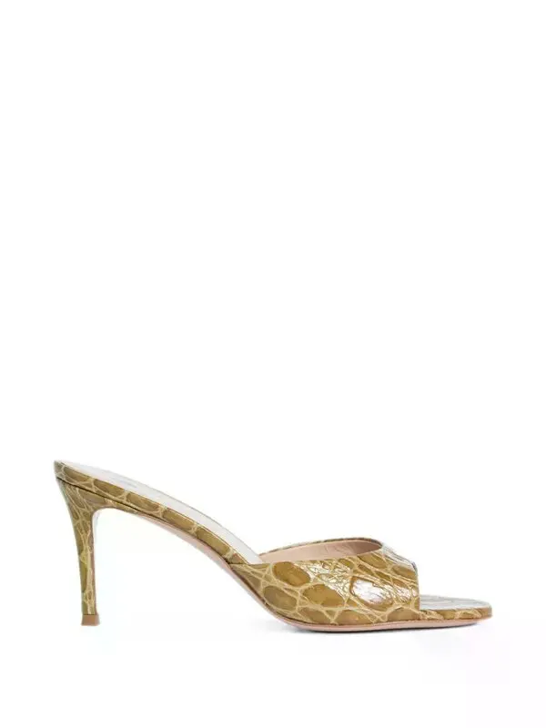 Roberto Festa Crocodile-embossed Leather Heeled Sandals - Green
