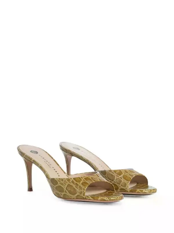 Roberto Festa Crocodile-embossed Leather Heeled Sandals - Green