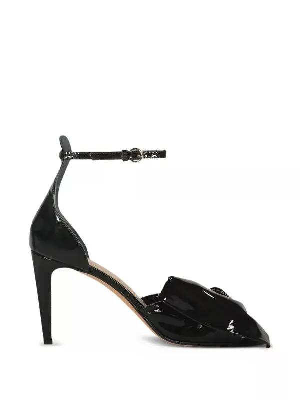 Red Valentino Patent Leather Knotted Sandals - Black