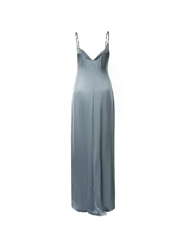 Valentino Garavani Long Dress In Embroidered Cady Satin - Blue