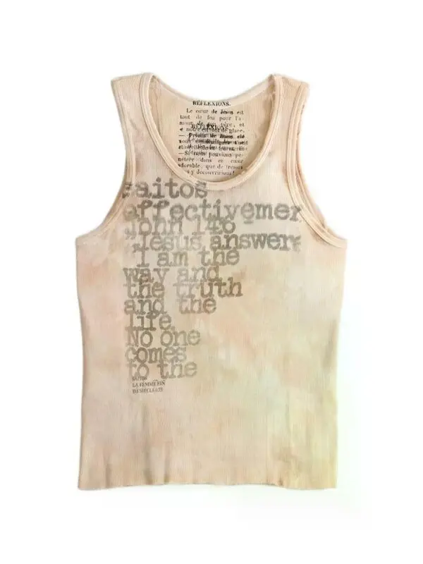 SAITOS Faded Effect Slogan Print Vest