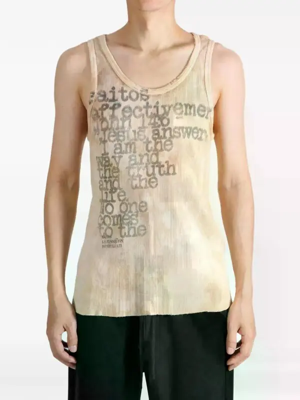 SAITOS Faded Effect Slogan Print Vest