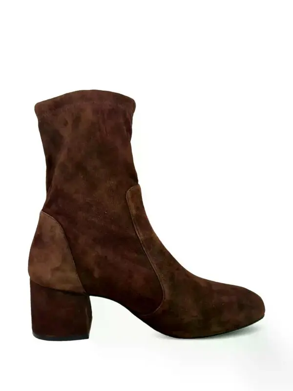 STUART WEITZMAN Suede Square Toe Block Heel Boots - Brown