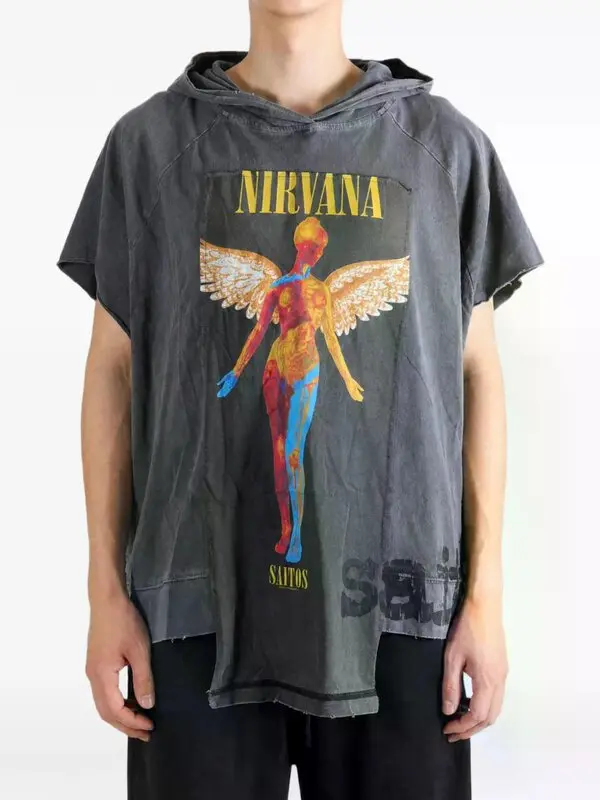 SAITOS X Nirvana Graphic-print Short-sleeve Hoodie