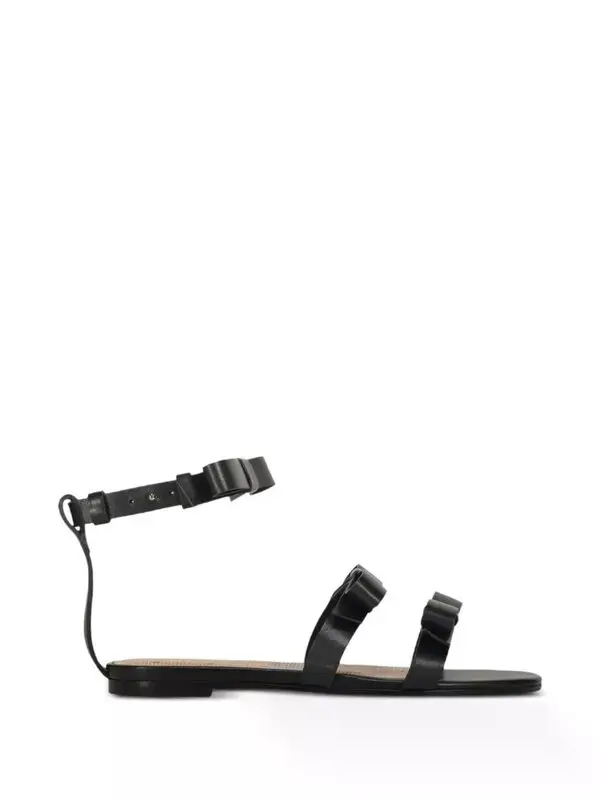 Red Valentino Bow-detail Ankle-strap Flat Sandals - Black