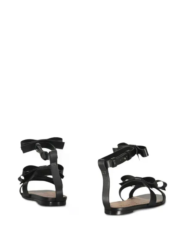 Red Valentino Bow-detail Ankle-strap Flat Sandals - Black