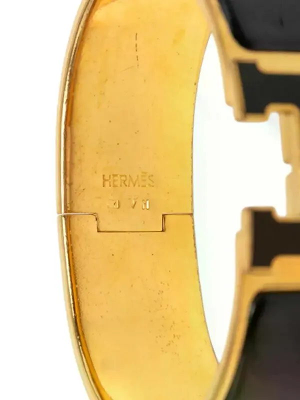 Hermès Enamel And Gold-plated Metal Clic Clac H Bracelet - Black