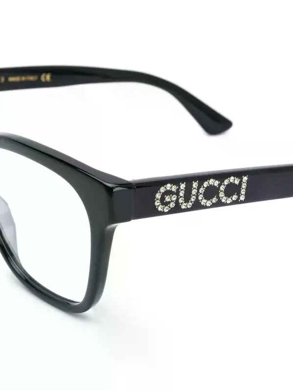 Gucci Crystal-embellished Glasses - Black