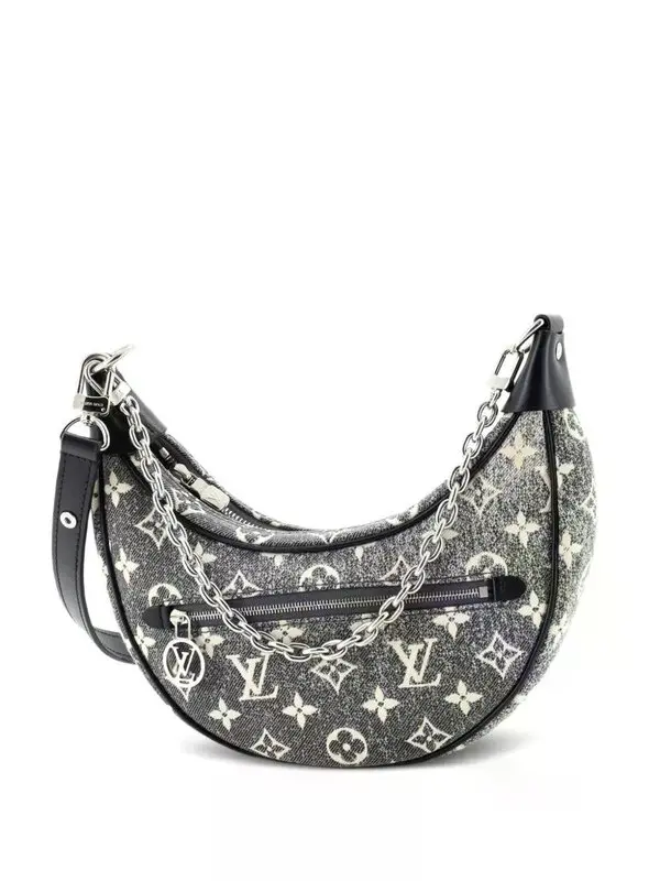 LOUIS VUITTON Monogram Jacquard Denim Loop Hobo Bag - Black