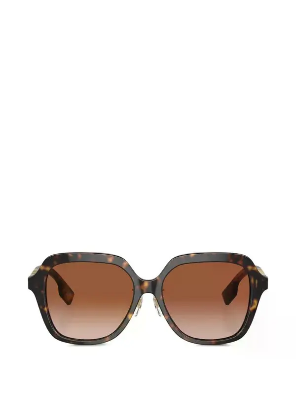 Burberry Logo Plaque Square Frame Sunglasses - Brown